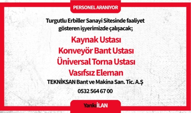 İş İlanı - İLANLAR - Turgutlu Yankı